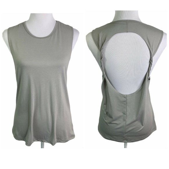 Onzie | Tops | Onzie Gray Scoop Neck Twist Open Back Workout Top | Poshmark